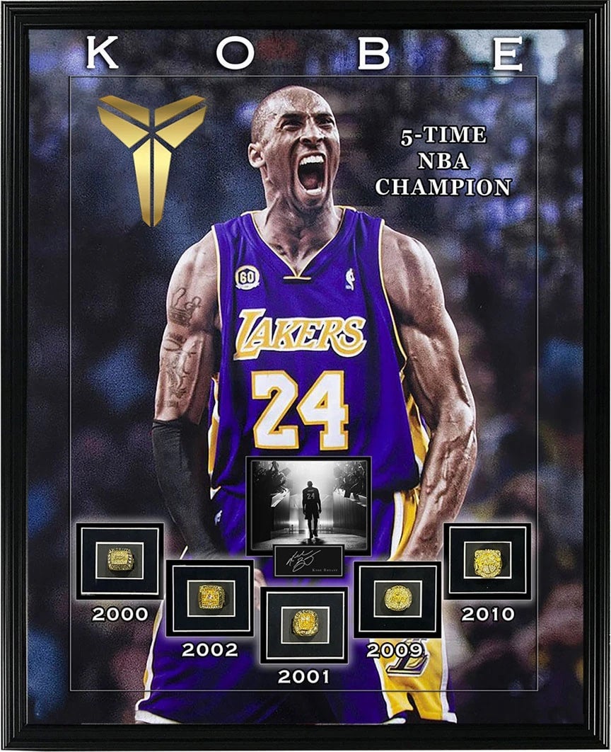 630 Kobe Bryant NBA Championship Rings Shadowbox | Collector's Den