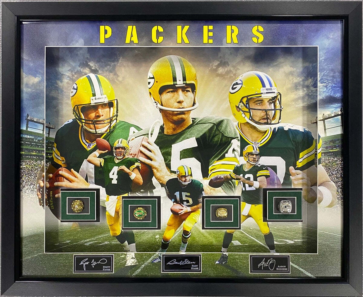 238 Lambeau Legends Rings Shadowbox Rodgers Favre Starr | Collector's Den